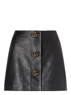 Gucci Embellished Textured-leather Mini Skirt - Black