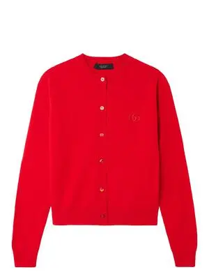 Gucci Embroidered Wool Cardigan - Red