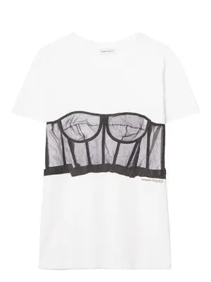 Alexander McQueen Printed Cotton-jersey T-shirt - White