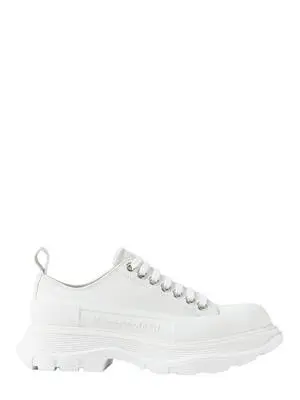 Alexander McQueen Leather Exaggerated-sole Sneakers - White