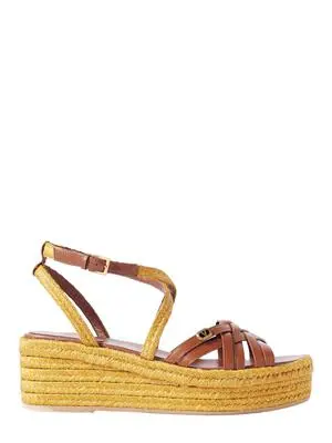 Valentino Garavani Bribri 60 Leather Platform Espadrille Sandals - Brown