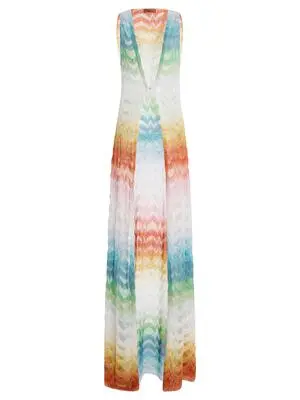 Missoni Metallic-knit Chevron Maxi Cover-up Dress - Multi
