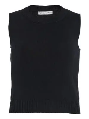Oscar De La Renta Cropped Wool Tank Top - Black