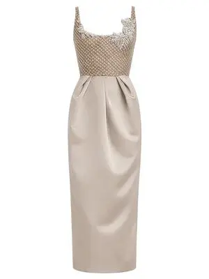 Oscar De La Renta Crystal-embellished Cocktail Dress - Grey