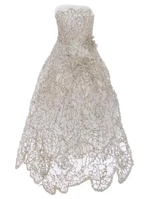Oscar De La Renta Crystal-embroidered Gown - Silver