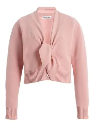 Oscar De La Renta Tie V-neck Wool Cardigan - Pink