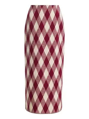 OSCAR DE LA RENTA Oscar De La Renta Argyle Wool-Blend Midi Pencil Skirt