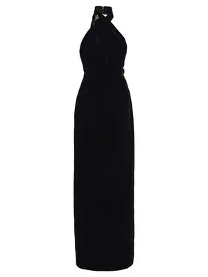 Oscar De La Renta Draped Stretch-velvet Gown - Black