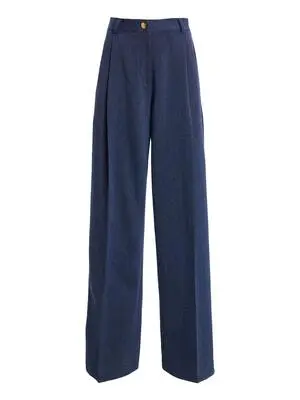OSCAR DE LA RENTA Tailored Wool-Drill Straight-Leg Pants