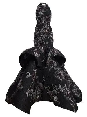 Oscar De La Renta Peony-printed Gown - Black/white