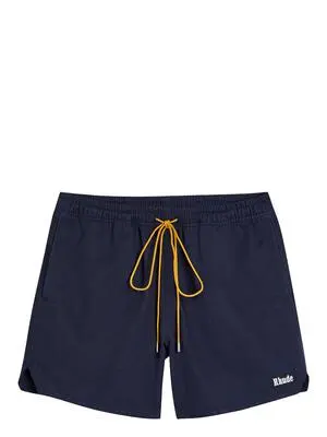 Rhude Embroidered Logo Cotton Shorts - Navy
