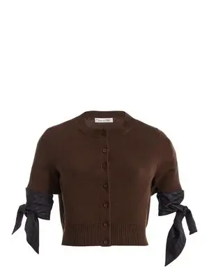 Oscar De La Renta Tie-detailed Wool Cardigan - Brown