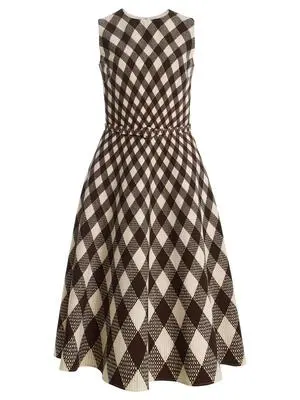 Oscar De La Renta Argyle Wool-blend Midi Dress - Plaid