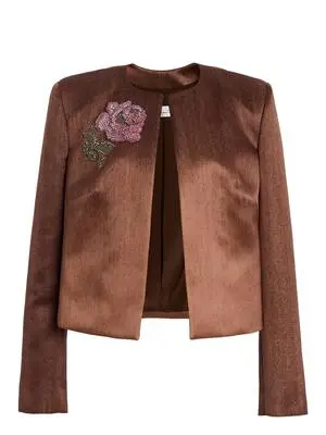Oscar De La Renta Embroidered Floral Jacket - Brown