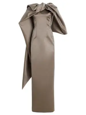Oscar De La Renta Draped Satin Gown - Grey