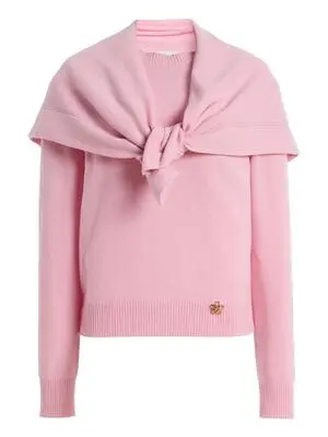 Oscar De La Renta Cashmere Sweater With Scarf Detailing - Pink