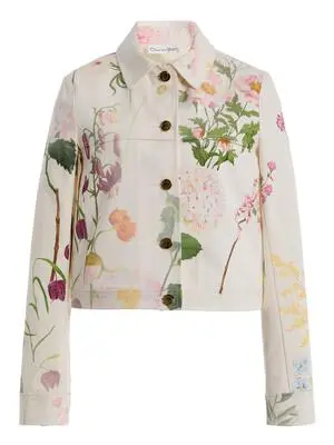 Oscar De La Renta Botanical Cotton-denim Jacket - White
