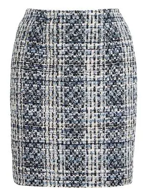 Oscar De La Renta Slubby Tweed Mini Skirt - Blue