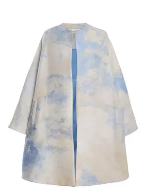 Oscar De La Renta Threadwork Fresco Sky Jacquard Coat - Light Blue