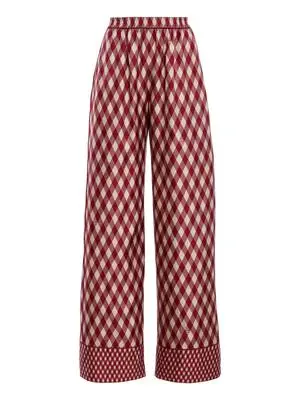 Oscar De La Renta Argyle Silk-twill Wide-leg Pants - Red