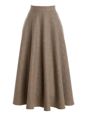 OSCAR DE LA RENTA Glen Wool-Cashmere Midi Skirt