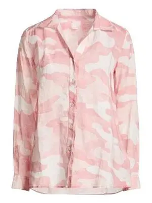 120% Lino Linen Camouflage Shirt - Pink