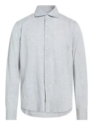 MANUEL RITZ Man Shirt Grey Size 16 Cotton, Linen
