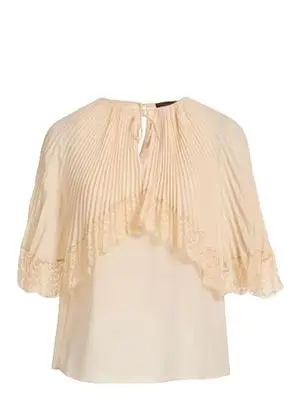 TWINSET Chiffon Cape-effect Top - Beige