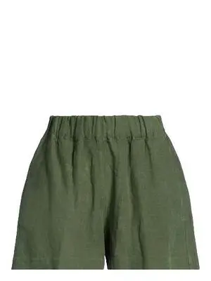120% Lino Linen Relaxed Fit Shorts - Green