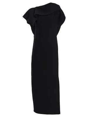 OSCAR DE LA RENTA Draped-Neck Knit Midi Dress