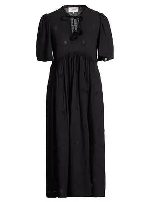 Ba&sh Midi Flared Broderie Anglaise Dress - Black