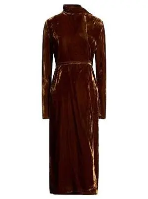 SEMICOUTURE Velvet Midi Wrap Dress - Brown