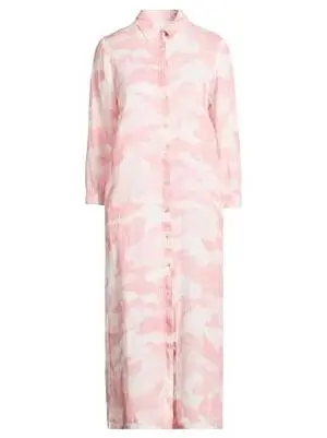 120% Lino Linen Midi Shirt Dress - Pink