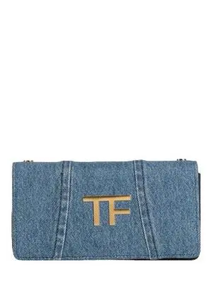TOM FORD Denim Clutch With Appliqués - Blue