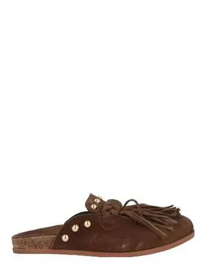 EMANUÉLLE VEE Leather Clogs Brown