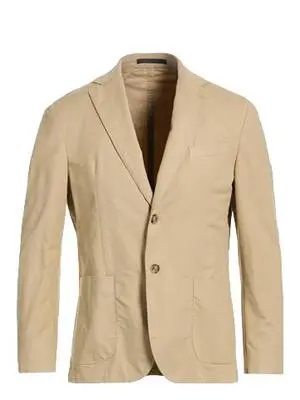 PAOLONI Man Blazer Chocolate Brown Size 40 Cotton, Elastane Beige
