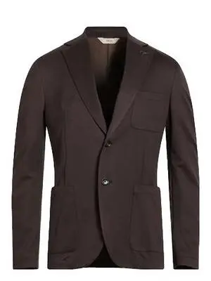 PAOLONI Man Blazer Chocolate Brown Size 40 Cotton, Polyamide, Elastane