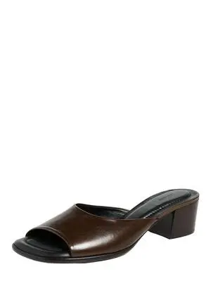 LEMAIRE Square-toed Block Heel Mules - Dark Brown