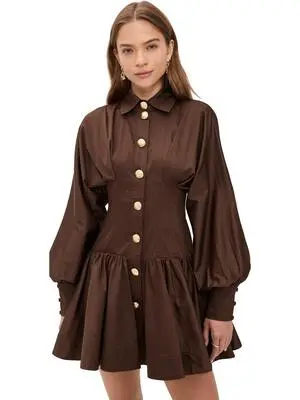 Aje Alexa Long Sleeve Mini Dress - Chocolate