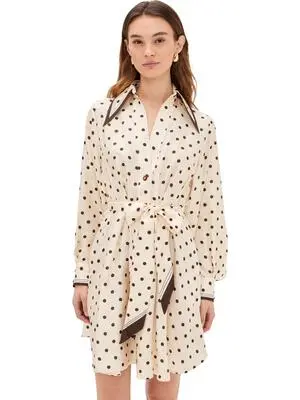 Zimmermann Dot Tuck Mini Dress - Cream Dot