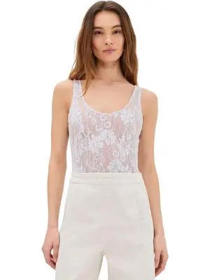 Zimmermann Lace Scoop Neck Bodysuit - Lilac