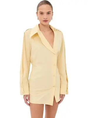 Attico Mini Shirt Dress - Pale Yellow