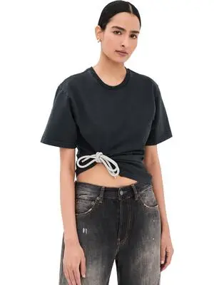 AREA Crystal Knot Jersey T-shirt - Washed Black