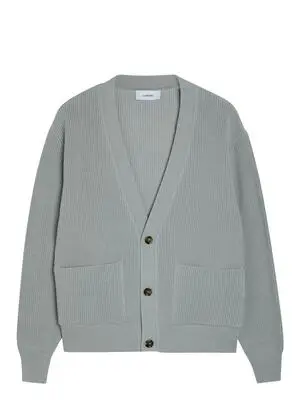 LARDINI V-neck Knit Cotton Cardigan - Light Blue
