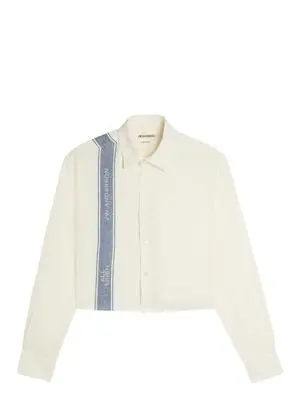 JW Anderson Cropped Stripe-jacquard Linen Shirt - Off White