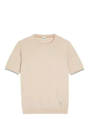 TOD'S Striped Detail Knit Cotton T-shirt - Off White