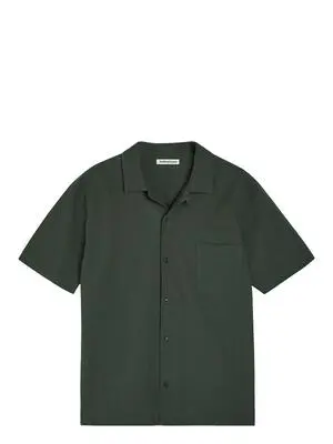 You Must Create Malick Textured Stretch-cotton Shirt - Dark Green