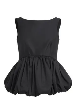 RÓHE Virgin Wool-silk Peplum Top - Black