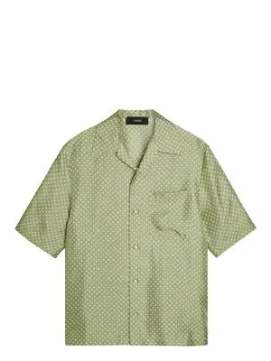 Amiri Polka Dot Pearl Button Silk Shirt - Green