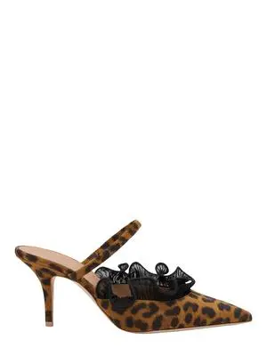MALONE SOULIERS Suede Leopard Print Cecile Heeled Mules - Brown